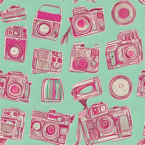 Girly Boho Theme Vintage Camera Repeating Pattern Graphic · Creative Fabrica