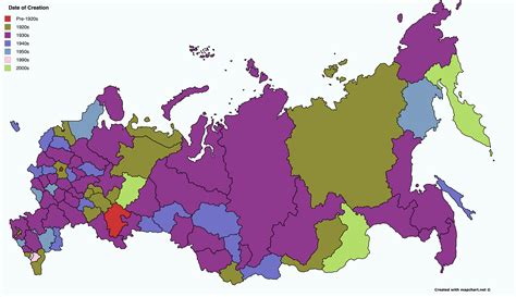 Russian Federal Subjects by Decade of Creation | World map, Subjects ...
