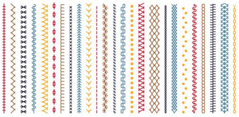 Different Types Of Machine Stitch Brush Pattern Vector Image