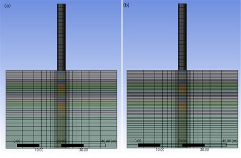 mesh density a 37 405 nodes model b 56 932 nodes model