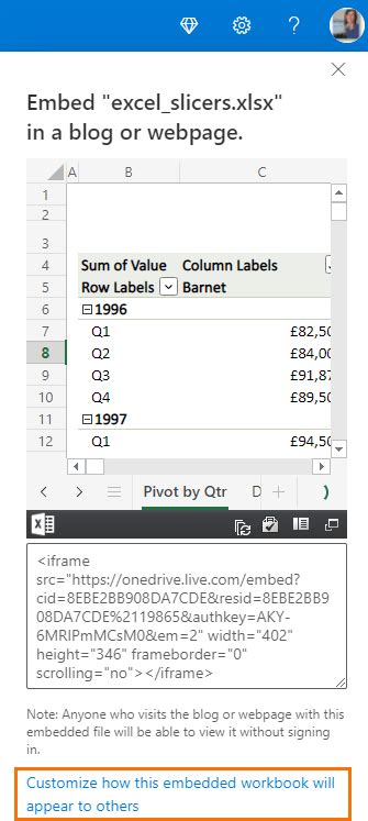 embedding excel dashboards in a web page my online training hub