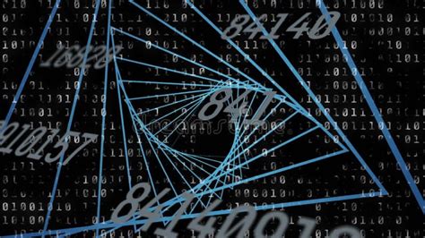 Binary Code And Numbers Animation Over Geometric Shapes On Black
