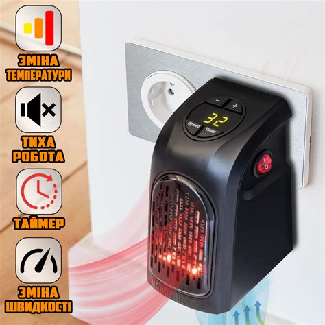 Тепловентилятор Мини в Розетку Handyheater 400Вт Портативный ...