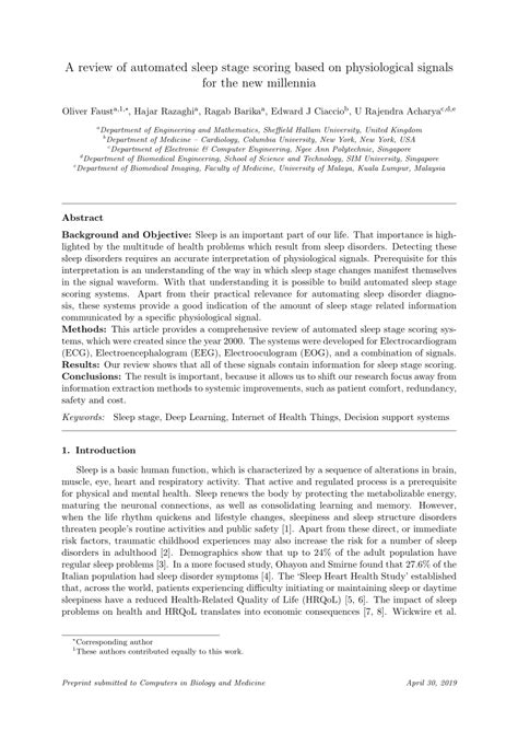 Pdf A Review Of Automated Sleep Stage Scoring Based On Physiological