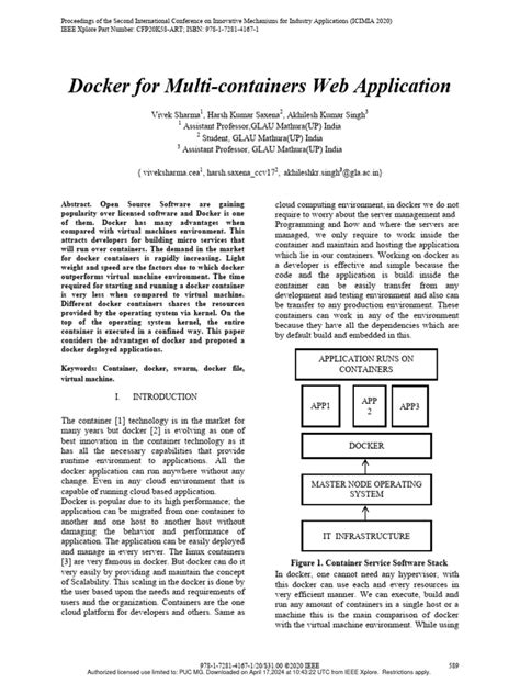 Docker For Multi Containers Web Application Pdf Cloud Computing Virtualization