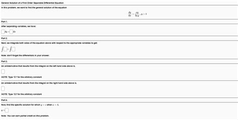 Solved General Solution Of A First Order Separable Chegg