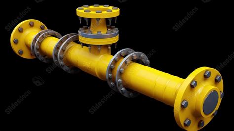 3d rendering of an oil and gas pipeline with valve yellow tube and blue