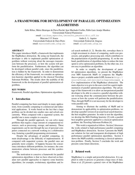 Pdf A Framework For Developing Parallel Optimization Algorithms
