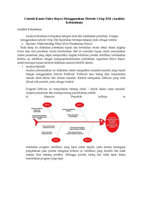 Contoh Kasus Naive Bayes Menggunakan Metode Crisp Dm Analisis Kebutuhan Contoh Kasus Naive