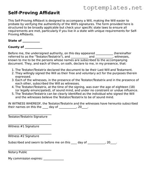 Free Self Proving Affidavit Forms Simple Pdf Template