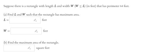 Solved Suppose There Is A Rectangle With Length L And Width Chegg
