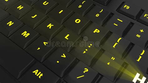 Pointing On Yellow Glowing Hide Key Stock Video Video Of Type