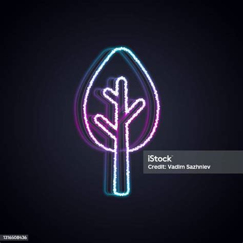 검은 색 배경에 격리 된 빛나는 네온 라인 트리 아이콘 포리스트 기호입니다 벡터 0명에 대한 스톡 벡터 아트 및 기타 이미지 0명 가루로 빻은 계절 Istock