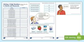 Reading Digit Numbers Worksheet Worksheet Twinkl