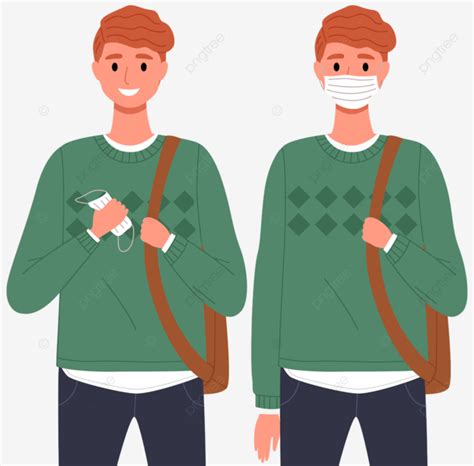 Use Mask Vector Png Images Male Character Is Using A Medical Mask Remove And Ecology Png