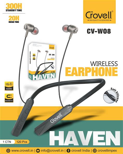 Crovell Cv08 Flexible Bluetooth Neckband With 20 Hours Playtime Type C Charging Xcelmart