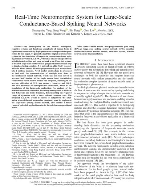 Real Time Neuromorphic System For Large Scale Pdf Nervous System