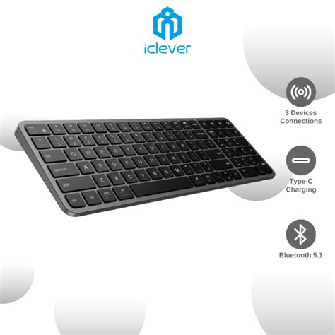 IClever BK Bluetooth Keyboard Wireless Keyboard With Numeric Keypad Multi Device