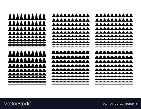 A Set Of Wavy Zigzag Horizontal Wiggly Lines Vector Image