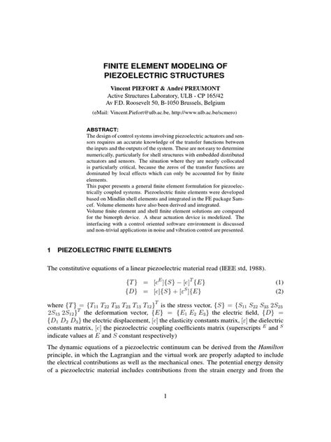 Finite Element Modeling Of Piezoelectric Structures Pdf