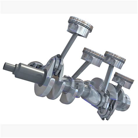 V8 엔진 실린더와 피스톤 및 크랭크샤프트 조립체 3d 모델 다운로드 엔진 On