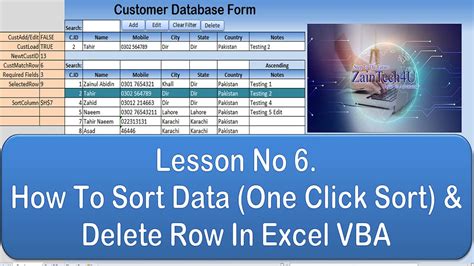 excel vba 6 how to sort data and delete row in excel vba to sort data in excel customer