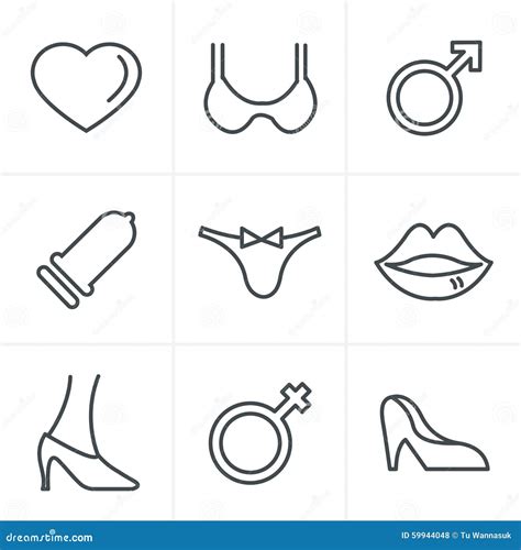Line Icons Style Sex And XXX Icons Set Stock Vector Illustration Of Kiss High 59944048