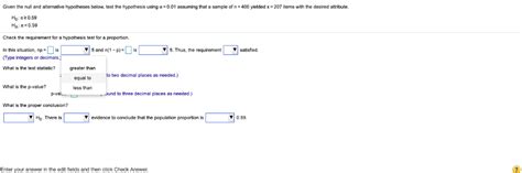 Solved Given The Null And Alternative Hypotheses Below Test