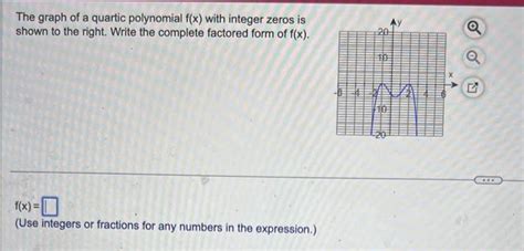 Solved The Graph Of A Quartic Polynomial Fx With Integer