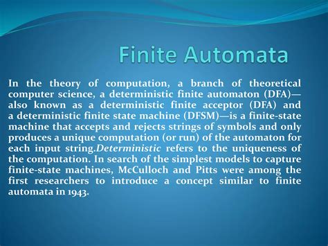 finite automata in compiler design pptx computing technology