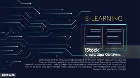 웹 배너 E러닝 언제 어디서나 온라인 학습을 위한 벡터 디자인 컨셉 템플릿 어두운 색에 대한 스톡 벡터 아트 및 기타 이미지