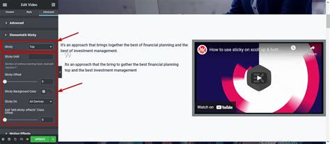How To Add A Sticky Floating Video On Page Scroll In Elementor In Steps