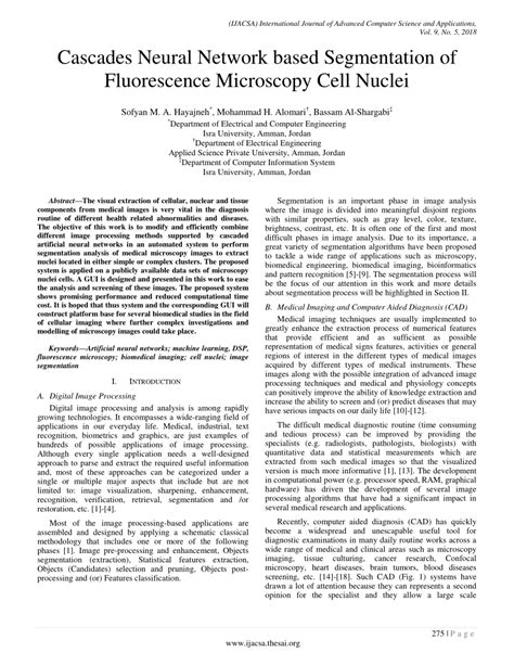 Pdf Cascades Neural Network Based Segmentation Of Fluorescence Microscopy Cell Nuclei