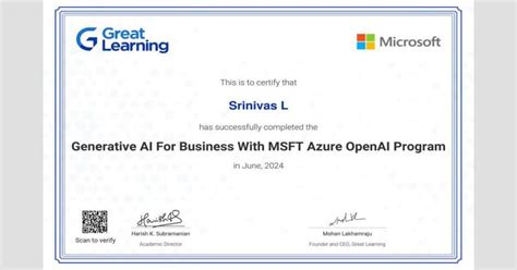 Srinivas L On Linkedin Srinivas L Successfully Completed Gen Ai Msft