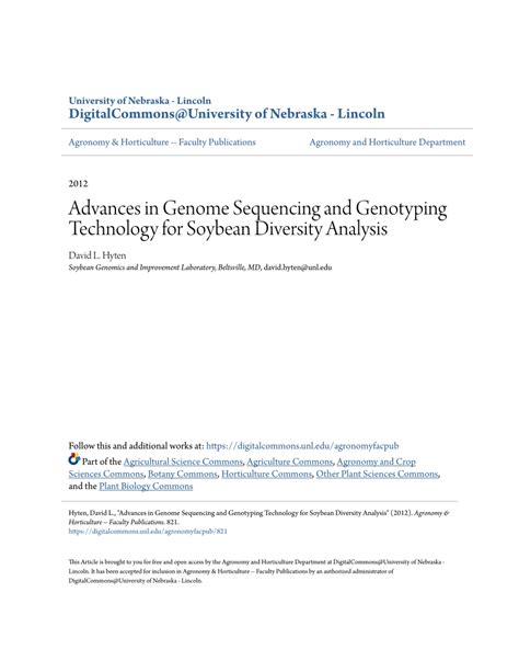 Pdf Advances In Genome Sequencing And Genotyping Technology For Soybean Diversity Analysis