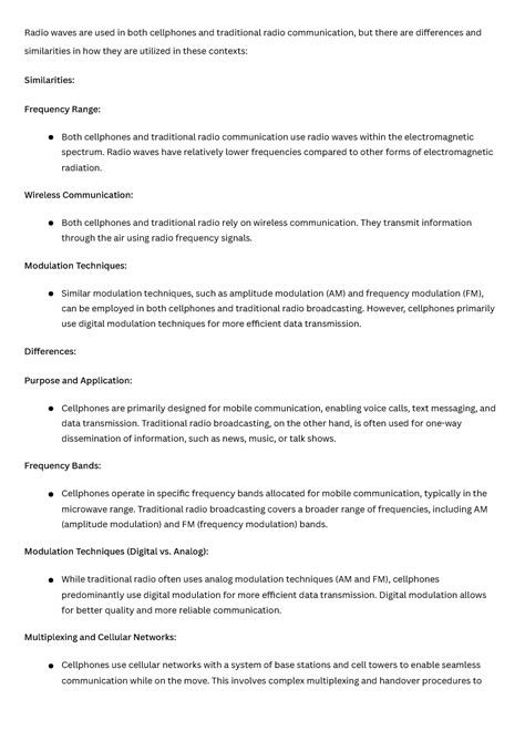 Radio Waves Are Used In Both Cellphones And Traditional Radio Communication But There Are Studocu