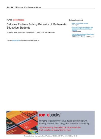 Calculus Problem Solving Behavior Of Mathematic Education Students