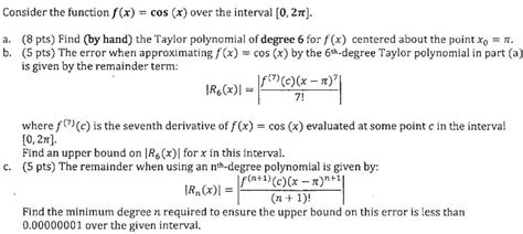 Solved Consider The Function F X Cos X Over The Chegg Com