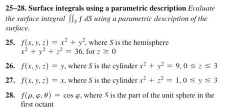 Solved Surface Integrals Using A Parametric Chegg