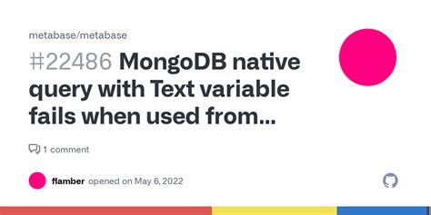 Mongodb Native Query With Text Variable Fails When Used From Dashboard
