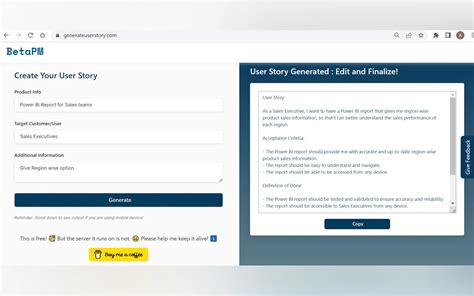 betapm user story generator ai tool information latest updates and alternatives ainave