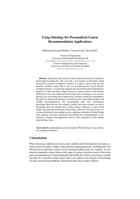 Pdf Using Ontology For Personalised Course Recommendation Applications