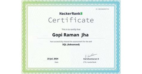 gopi raman jha on linkedin hackerrank skill certificate