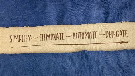 Simplify Eliminate Automate Delegate Concept On Napkin Stock Photo Image Of Motivation