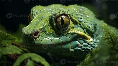 Close Up Photo Of A Green Tree Python Looking In Their Habitat Generative Ai 29261864 Stock