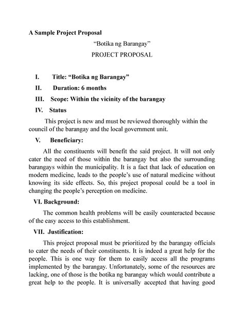 Project Beloved A Project Proposal For The Barangay T