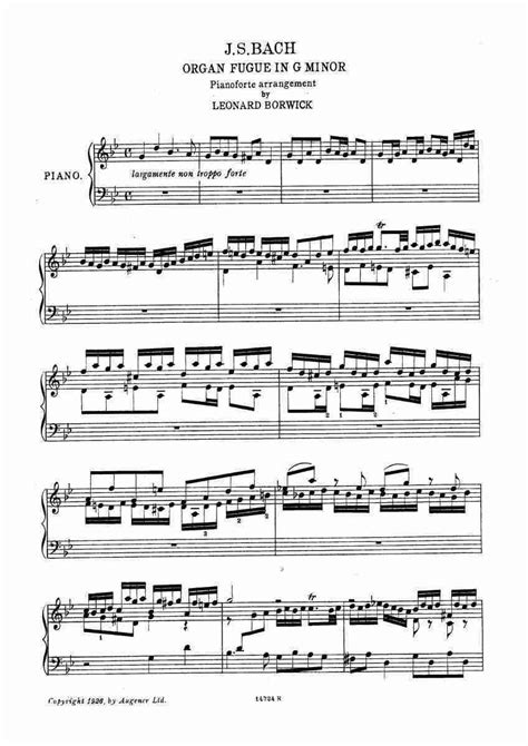 Bach Arr Borwick Fugue In G Minor Bwv 578 Piano