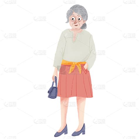 手绘 老人元素穿搭人物插画贴纸10