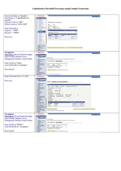 Capitalization Threshold Processing