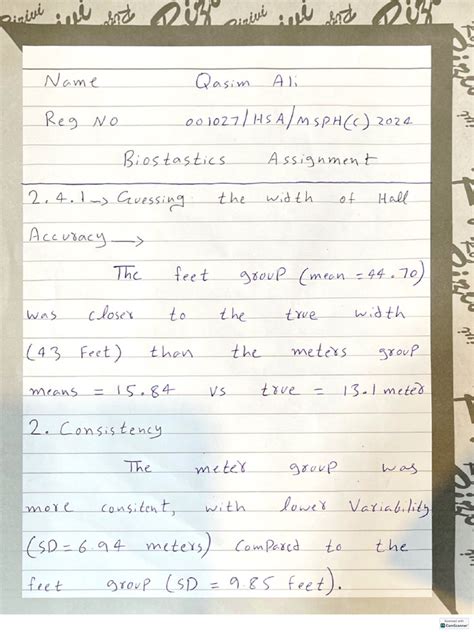 biostatistics assignment pdf